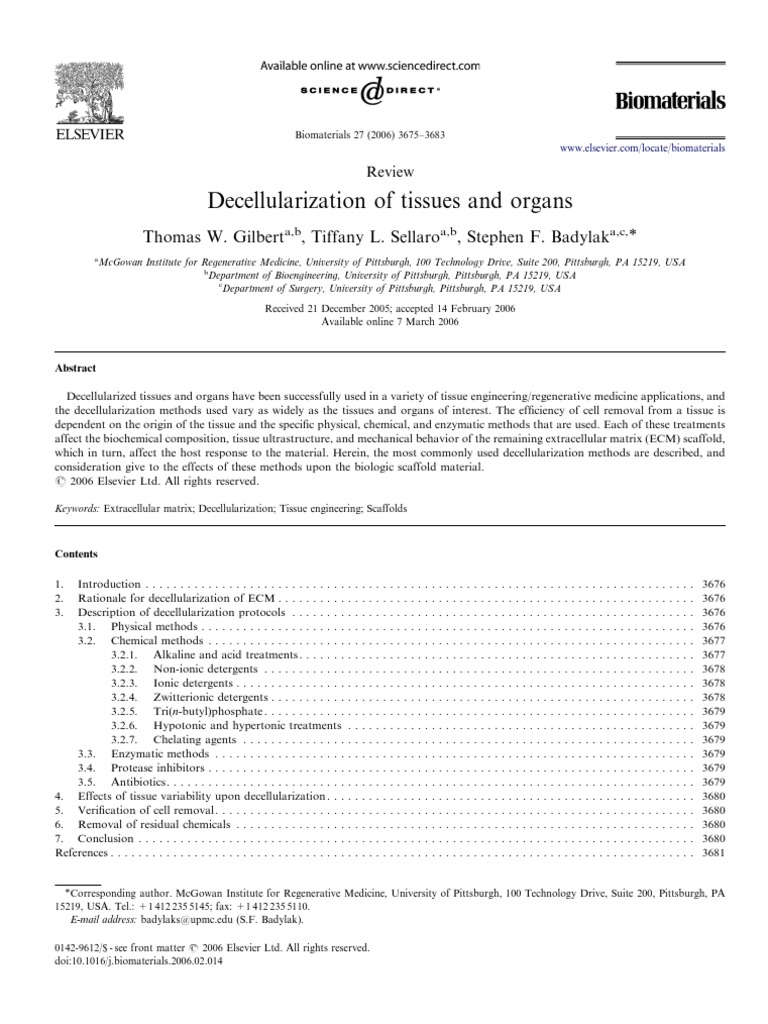 Gilbert 2006 | PDF | Extracellular Matrix | Tissue Engineering
