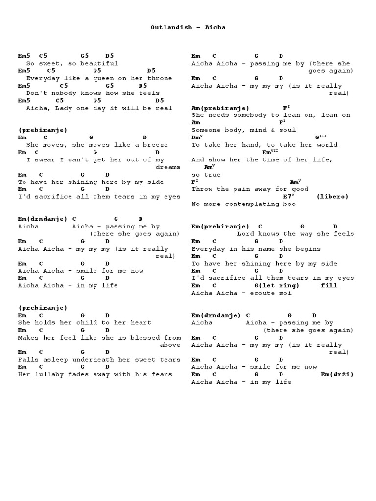 Outlandish - Aicha | PDF
