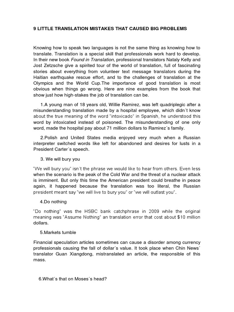 9 Costly Translation Errors Explained | PDF | Translations | Languages