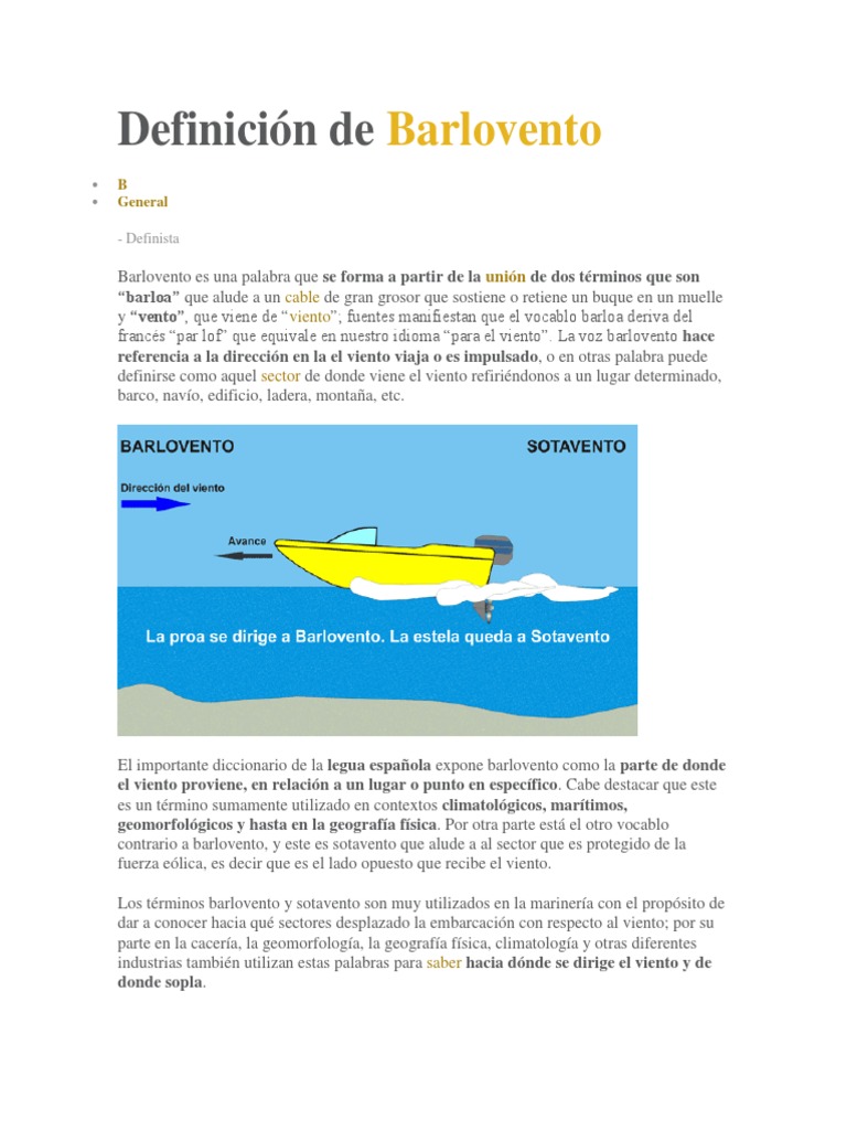 Definición de Barlovento | PDF | Barlovento y sotavento | Naturaleza