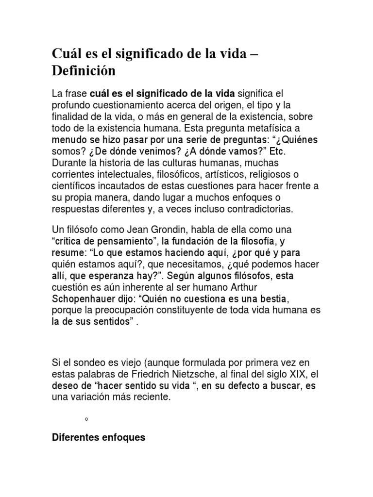 Cuál Es El Significado de La Vida | PDF | Significado de la vida ...