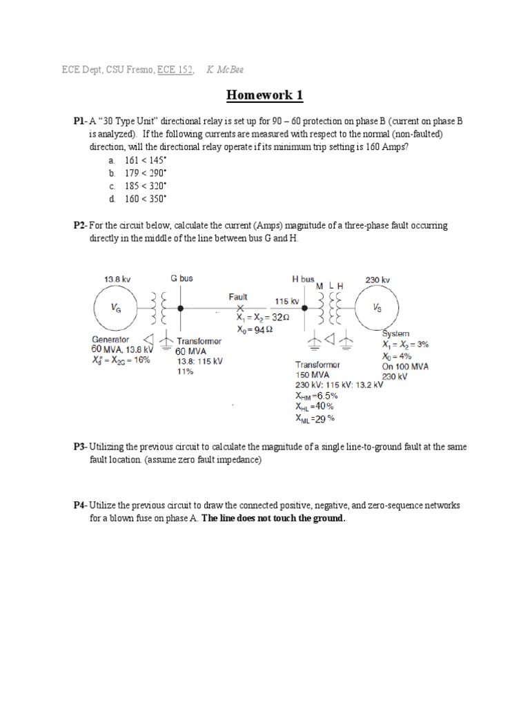 Homework 1: Ece Dept, Csu Fresno, Ece 152, K. Mcbee | PDF