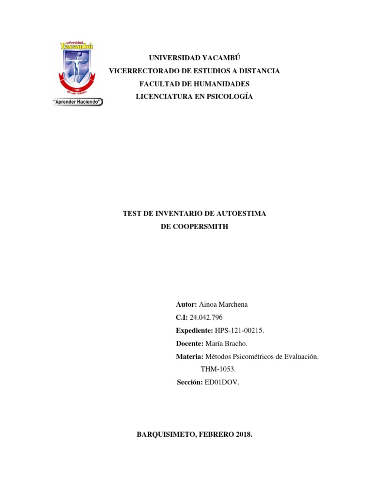 Test de Coopersmith | PDF