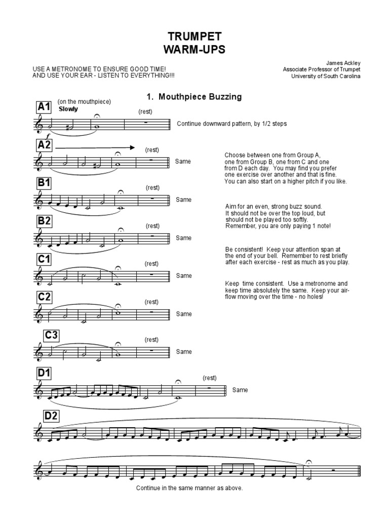 Trumpet Warmup's - James Ackley | PDF | Leisure