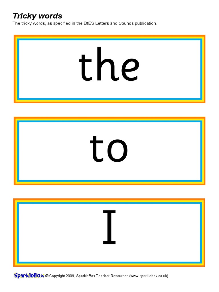 Tricky Word List | PDF | Phonics | Reading (Process)
