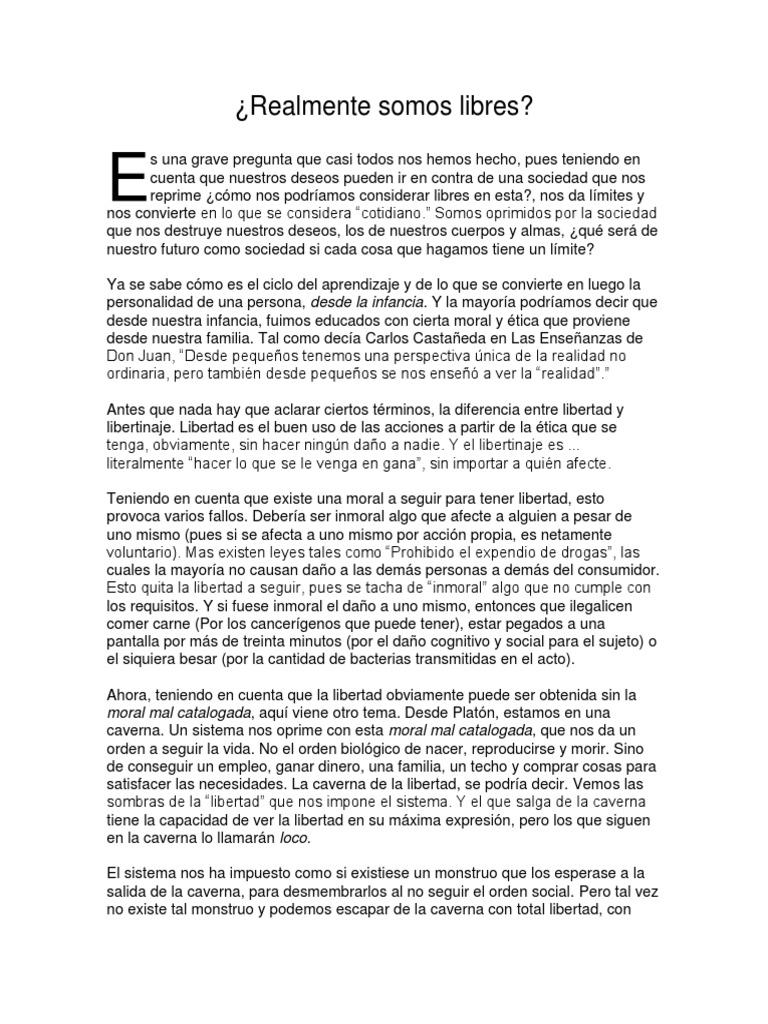 ¿Realmente Somos Libres? | PDF | Moralidad | Libertad