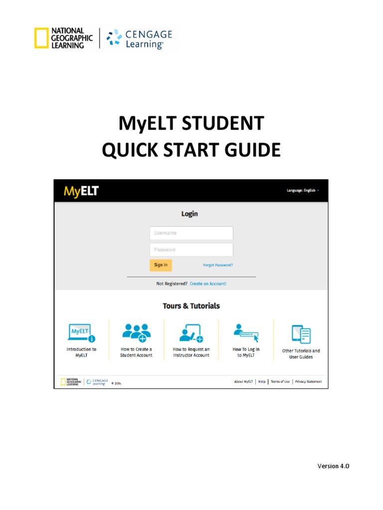 MyELT Student Quick Start Guide PDF | PDF | Password | Cyberwarfare