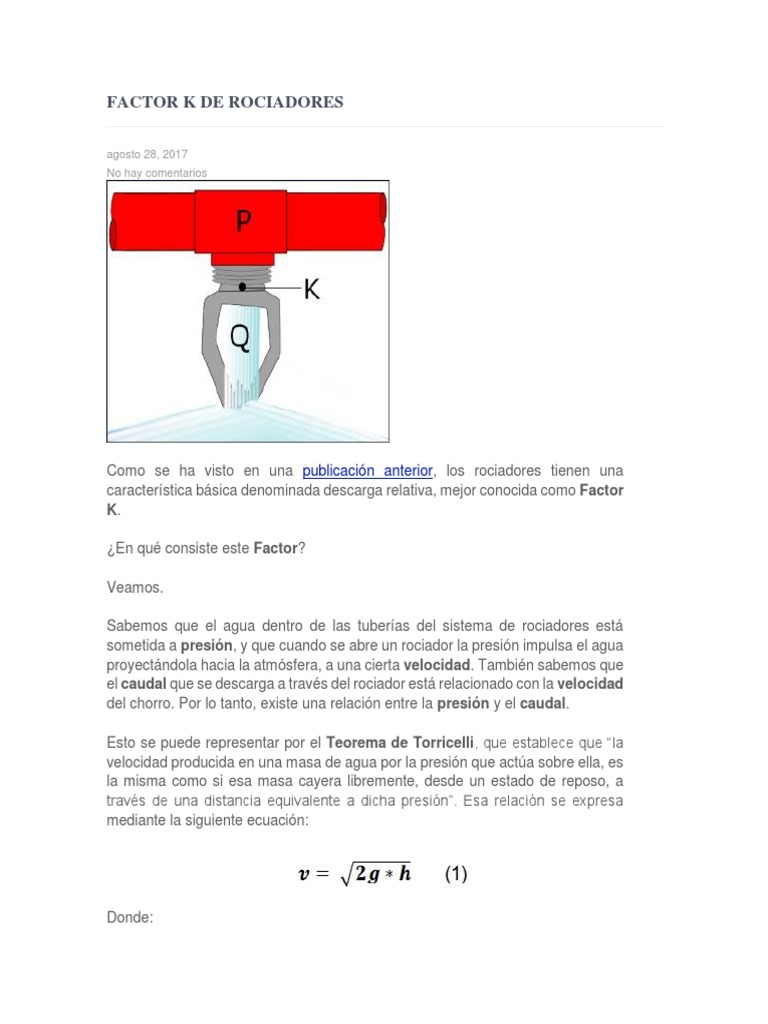 Factor K de Rociadores | PDF | Presión | Masa Factor K de Rociadores | PDF | Presión | Masa