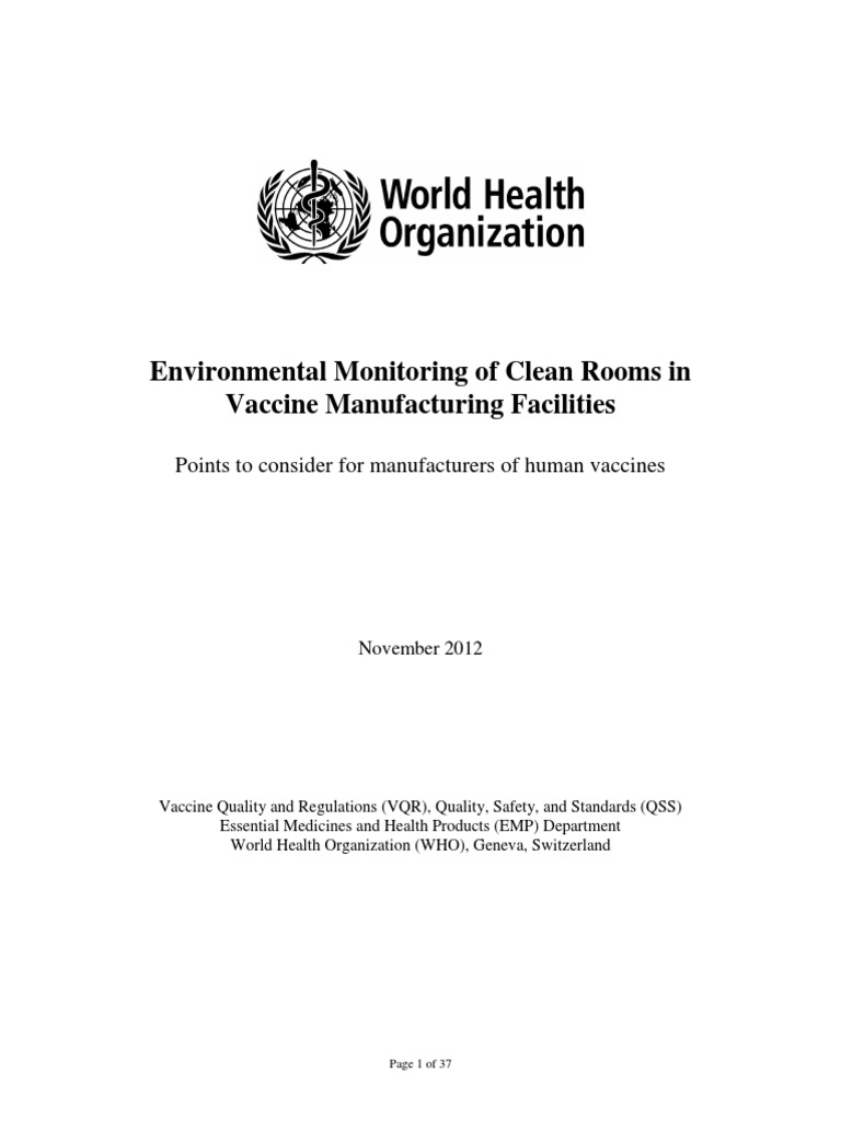 Vaccine Clean Room Guidelines | PDF | Environmental Monitoring | Vaccines