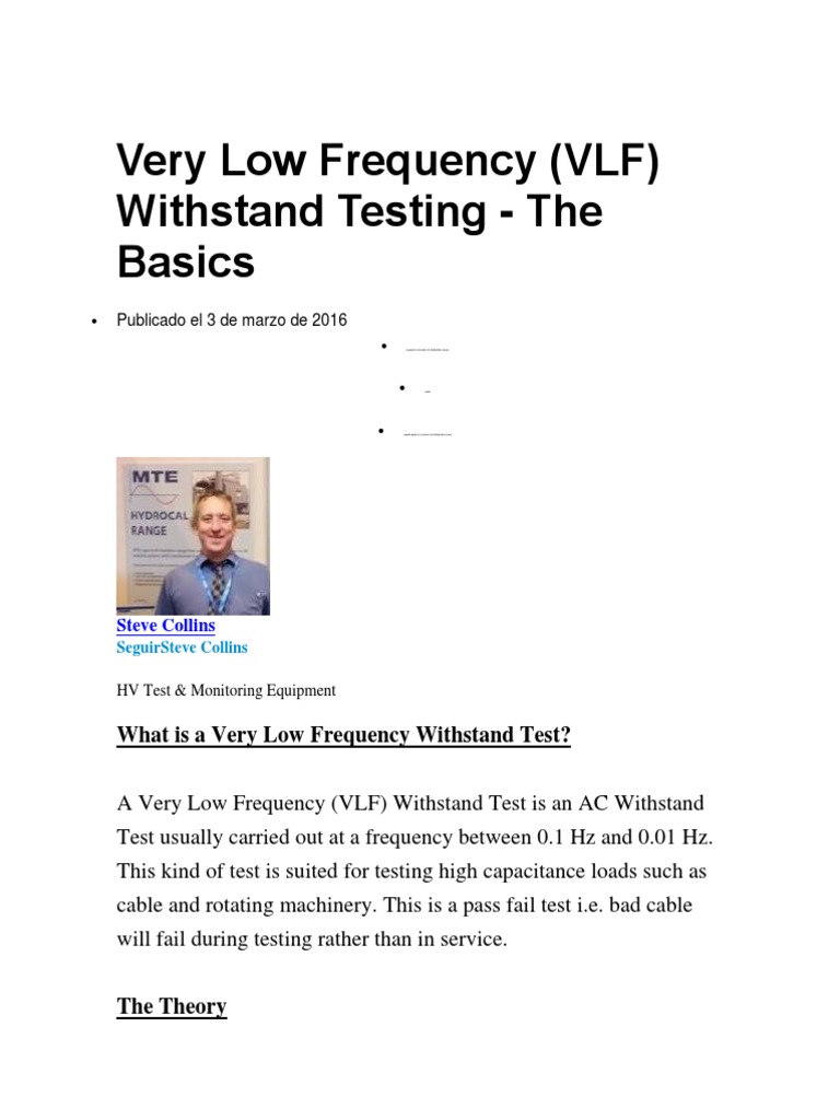 VLF Withstand Testing Basics | PDF | Electricity | Electromagnetism