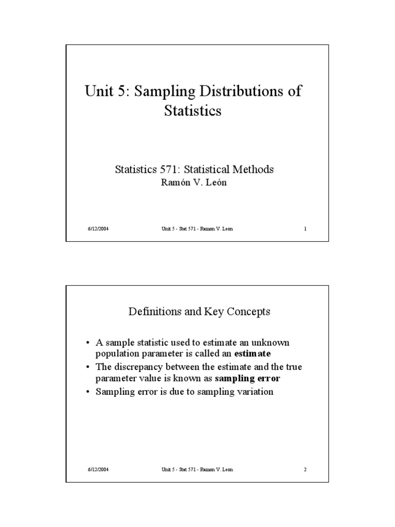 Unit 5: Sampling Distributions of Statistics | PDF | Chi Squared ...