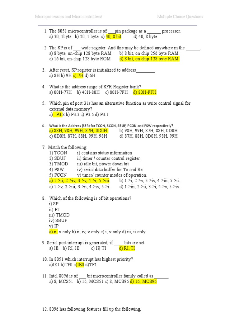 MCQ Controller | PDF | Microcontroller | Classes Of Computers