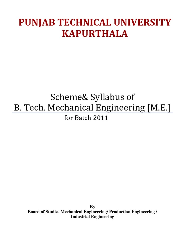 Syllabus (Mechanical Engineering) PTU | PDF | Industrial Engineering ...