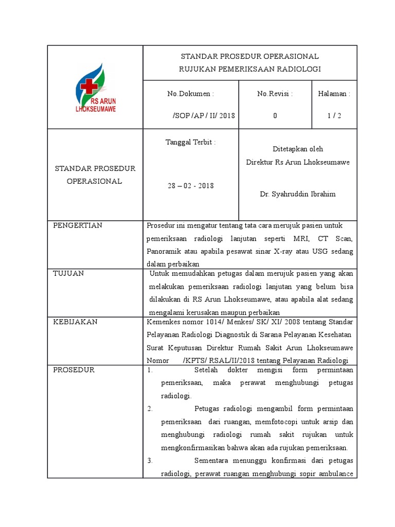 SOP Rujukan Radiologi | PDF