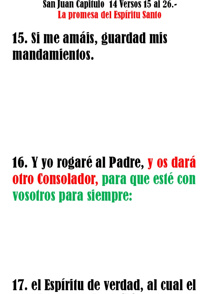 Juan Cap. 14 Versos 15 Al 26. | PDF | espíritu Santo | Dios en el ...