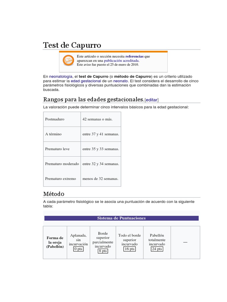 Test de Capurro | Enfermedades y trastornos | Medicina