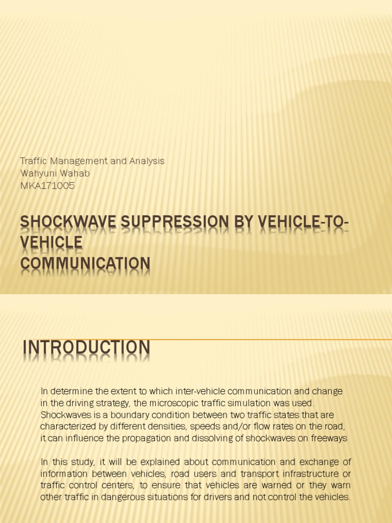 Shockwave Suppression by Vehicle-To-Vehicle | PDF | Traffic Congestion ...
