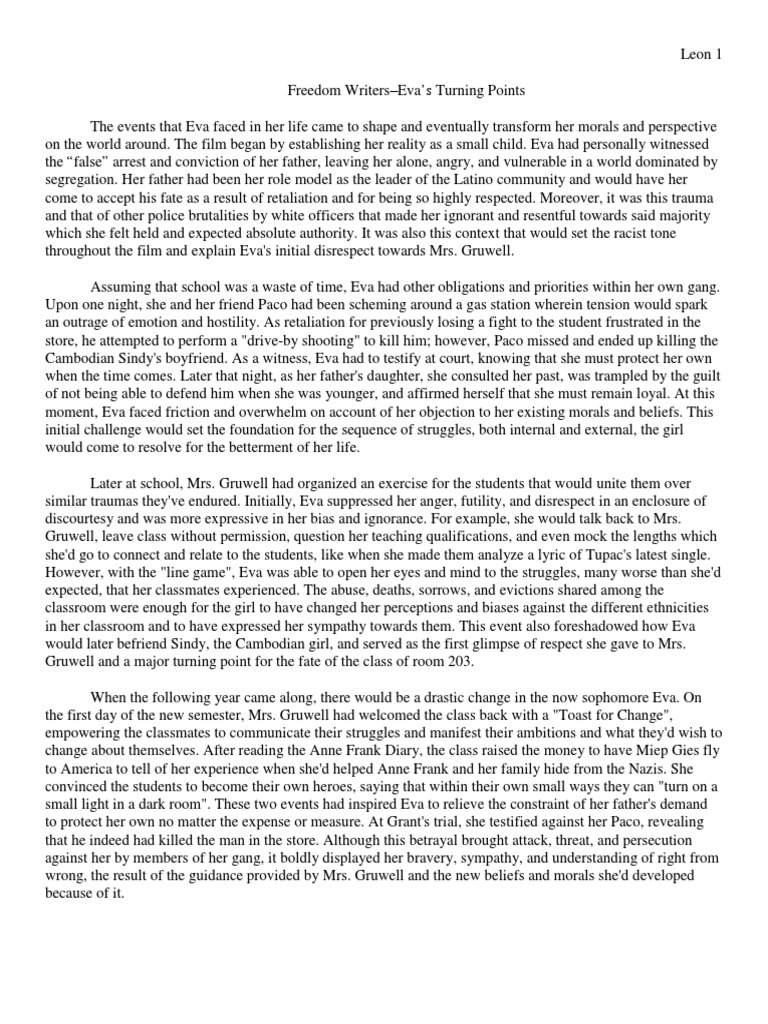Freedom Writers Eva Turning Point | PDF
