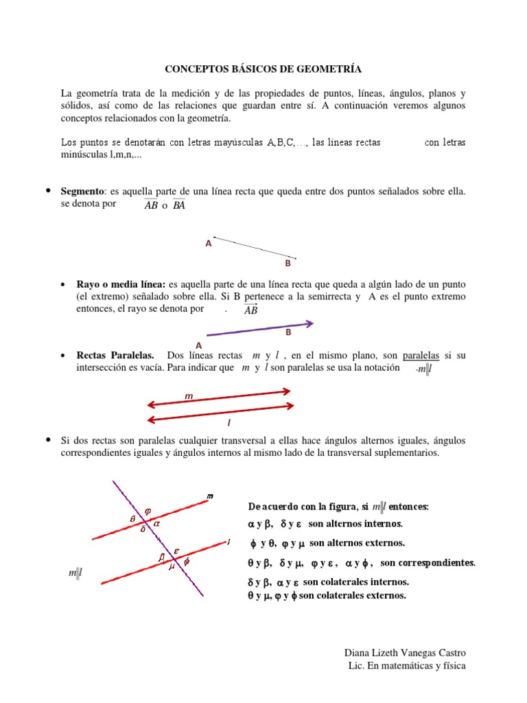 Conceptos Básicos de Geometría para 6to Grado | PDF | Línea (geometría ...