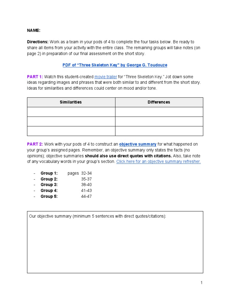 Name: Directions:: PDF of "Three Skeleton Key" by George G. Toudouze | PDF