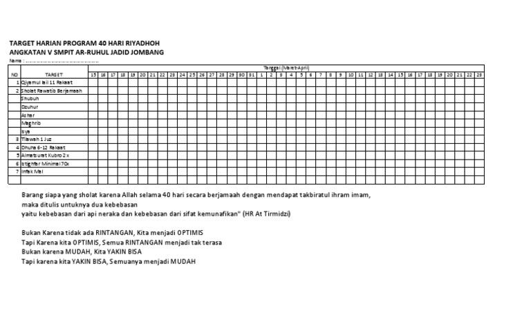 Riyadhoh 40 Hari | PDF