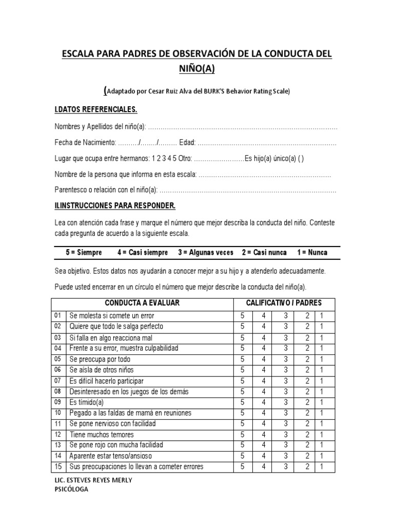 Escala para Padres | PDF | Ocio