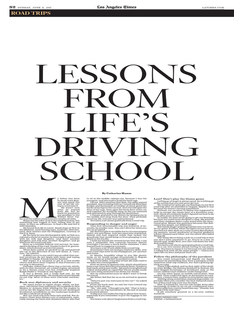 Lessons From Life'S Driving School: Road Trips | PDF | Motor Vehicle ...