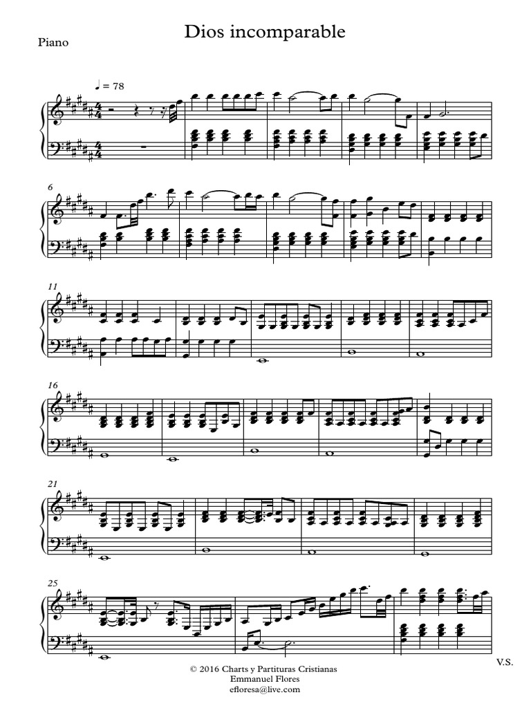 Dios Incomparable - Piano | PDF