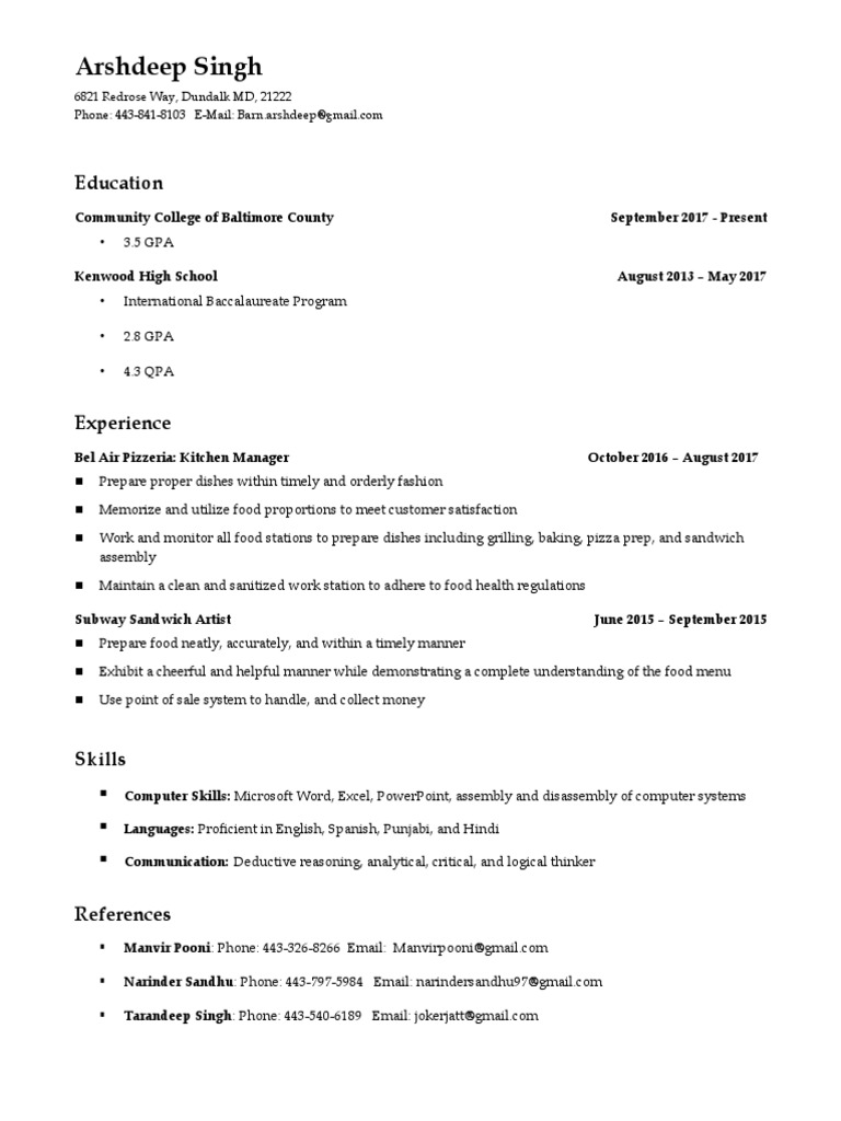 Csit - Resume | PDF | Foods | Business