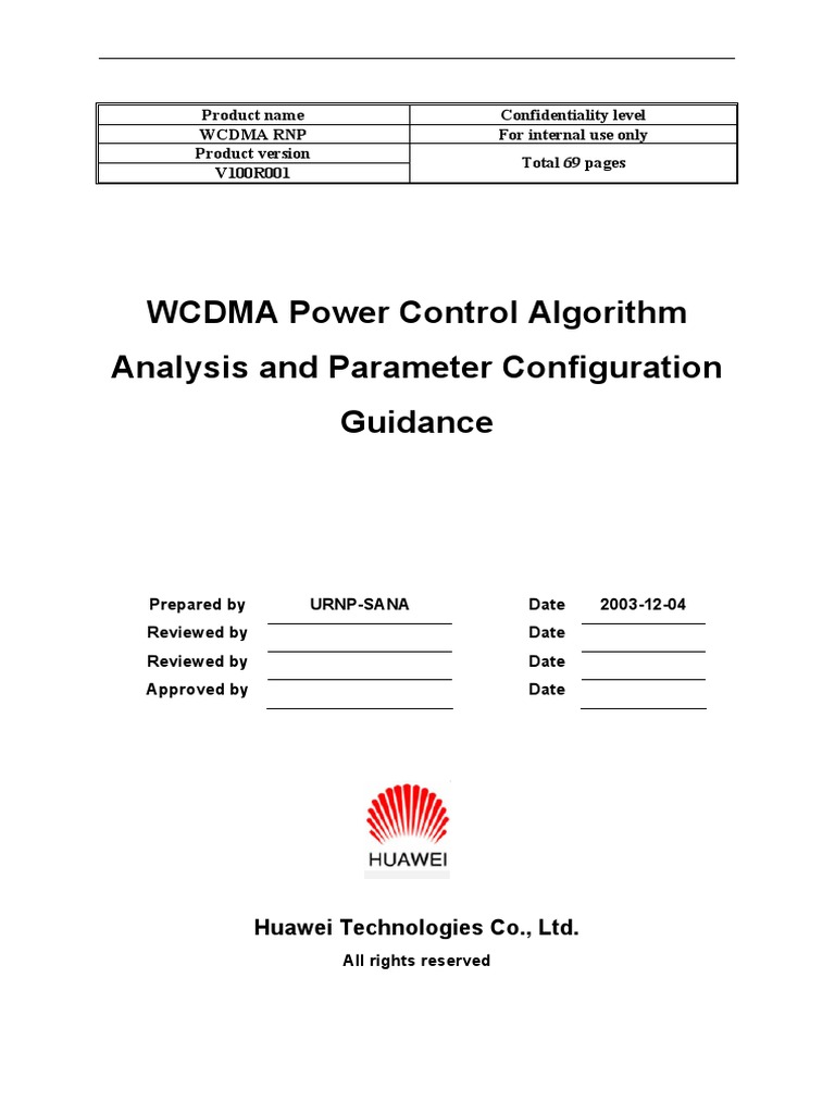 WCDMA RNO Power Control Algorithm Analysis and Parameter Configuration Guidance-20050316-A-1.0 ...