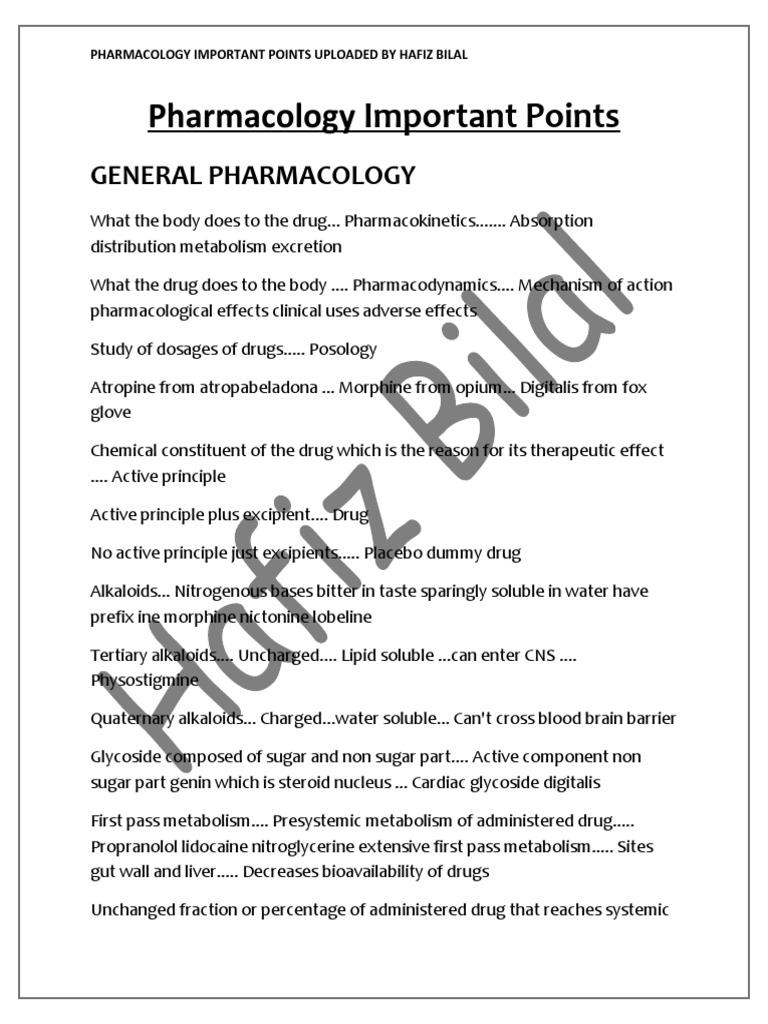 Pharmacology Whole Imp Points | PDF | Antipsychotic | Anesthesia