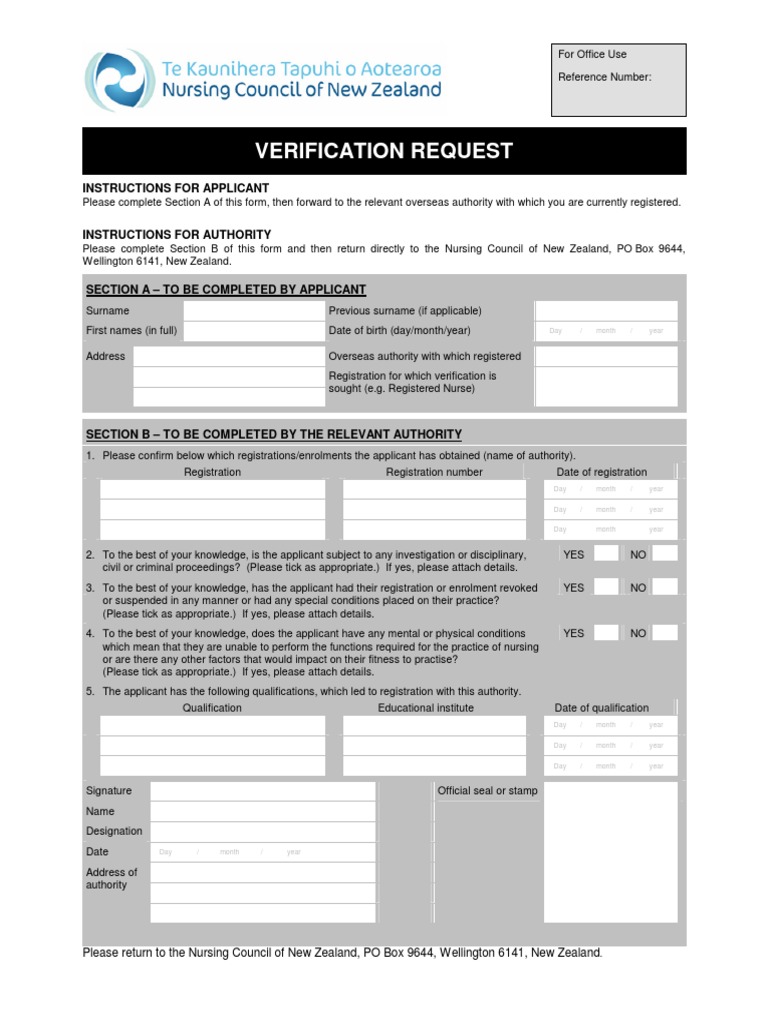 Nursing Verification Request Form | PDF | Nursing | Social Institutions