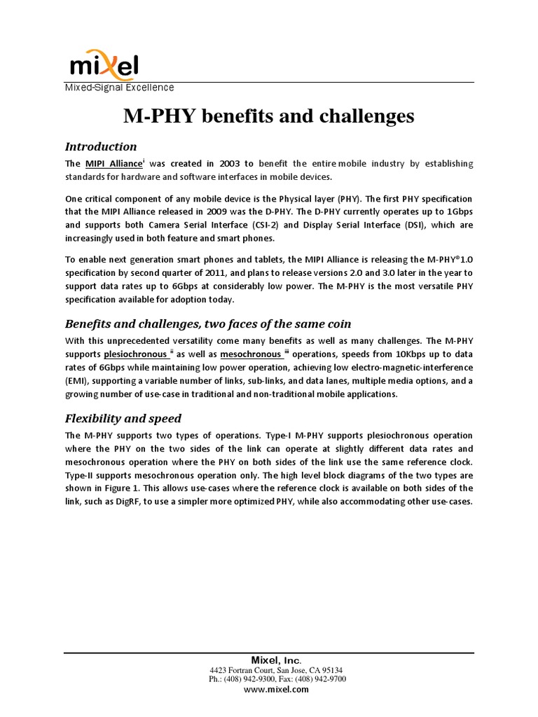 M-PHY Benefits Challenges - Publish | Download Free PDF ... M-PHY Benefits Challenges - Publish | Download Free PDF ...