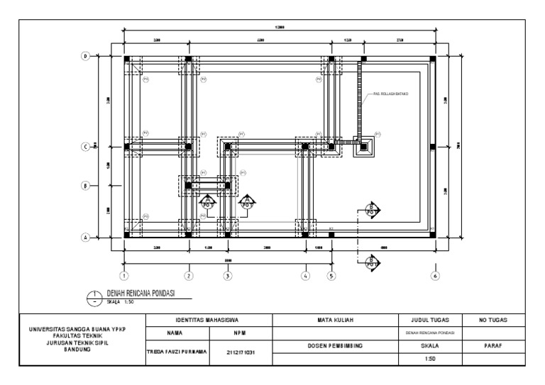 01) Denah Dan Detail Pondasi | PDF