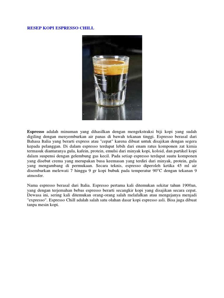 Resep Kopi Espresso Chill | PDF