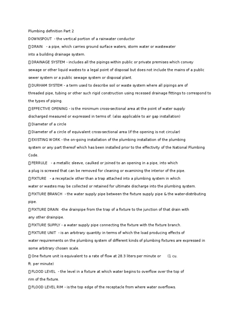 Plumbing Terms and Definitions | PDF | Plumbing | Valve