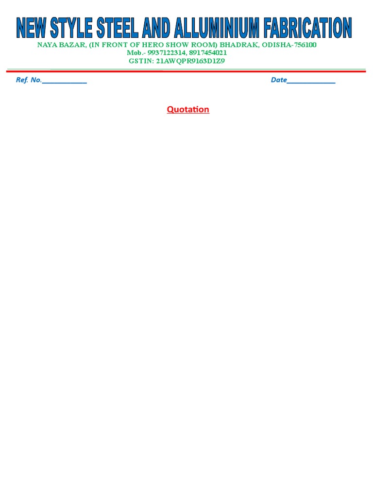 Quotation: Ref. No. - Date | PDF