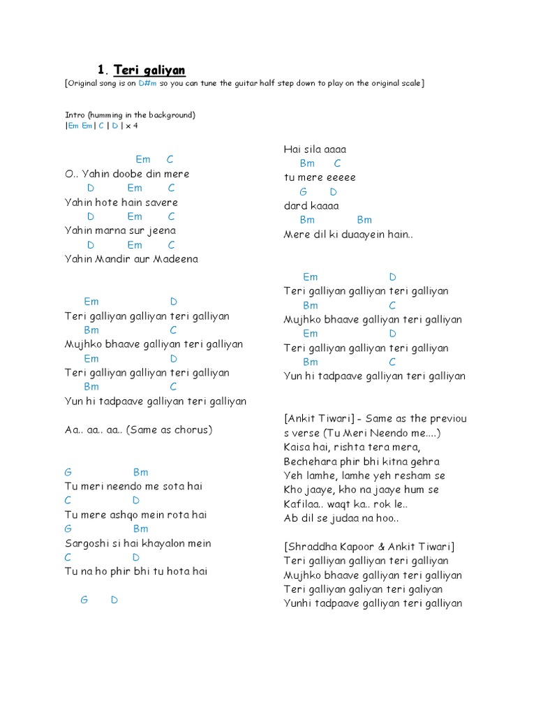 Galliyan Guitar Tabs