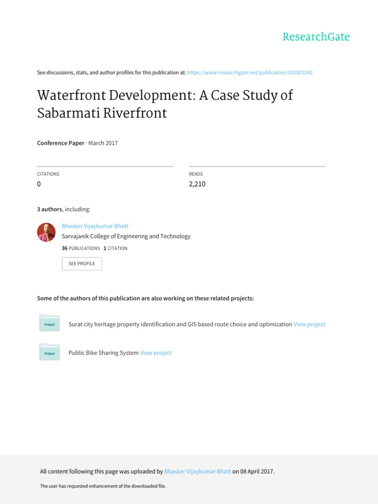 Waterfront Development: A Case Study of Sabarmati Riverfront | PDF ...