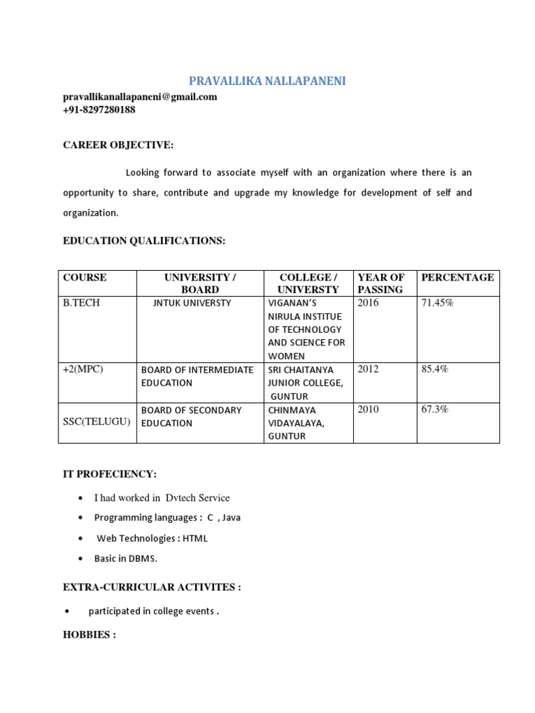 Pravallika Nallapaneni: SSC (Telugu) | PDF
