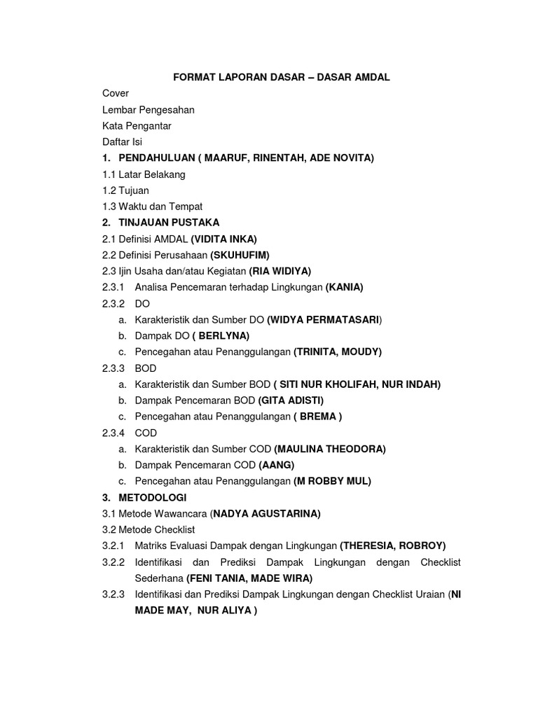 Format Laporan Amdal | PDF