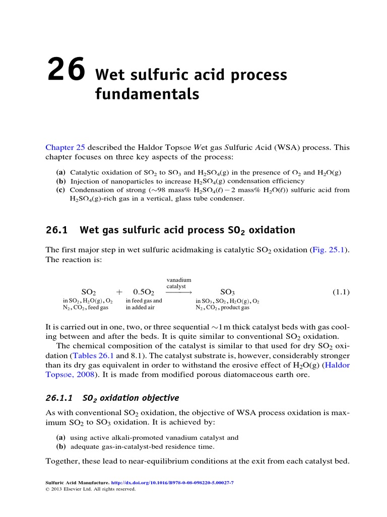 26.1 Wet Gas Sulfuric Acid Process SO Oxidation | PDF | Catalysis ...