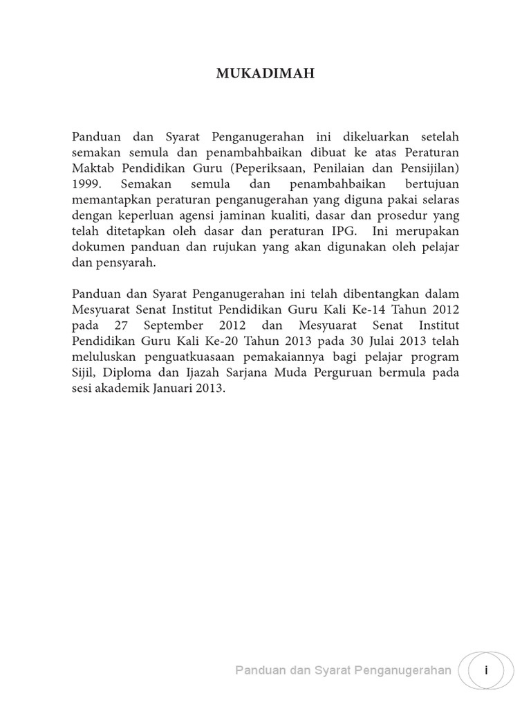 Isi Dalam Panduan Syarat IPG PDF | PDF