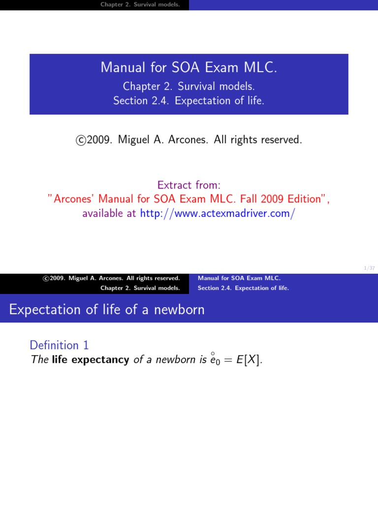 Manual For SOA Exam MLC. | PDF | Mathematical And Quantitative Methods ...