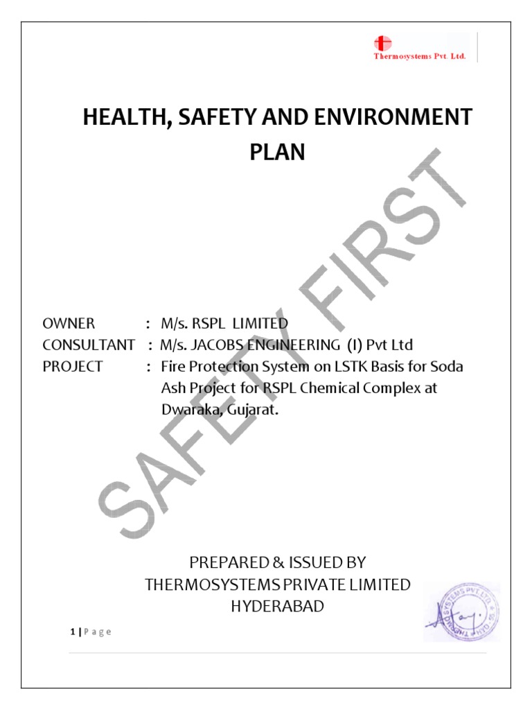HSE Plan For RSPL Project | Download Free PDF | Safety | Welding