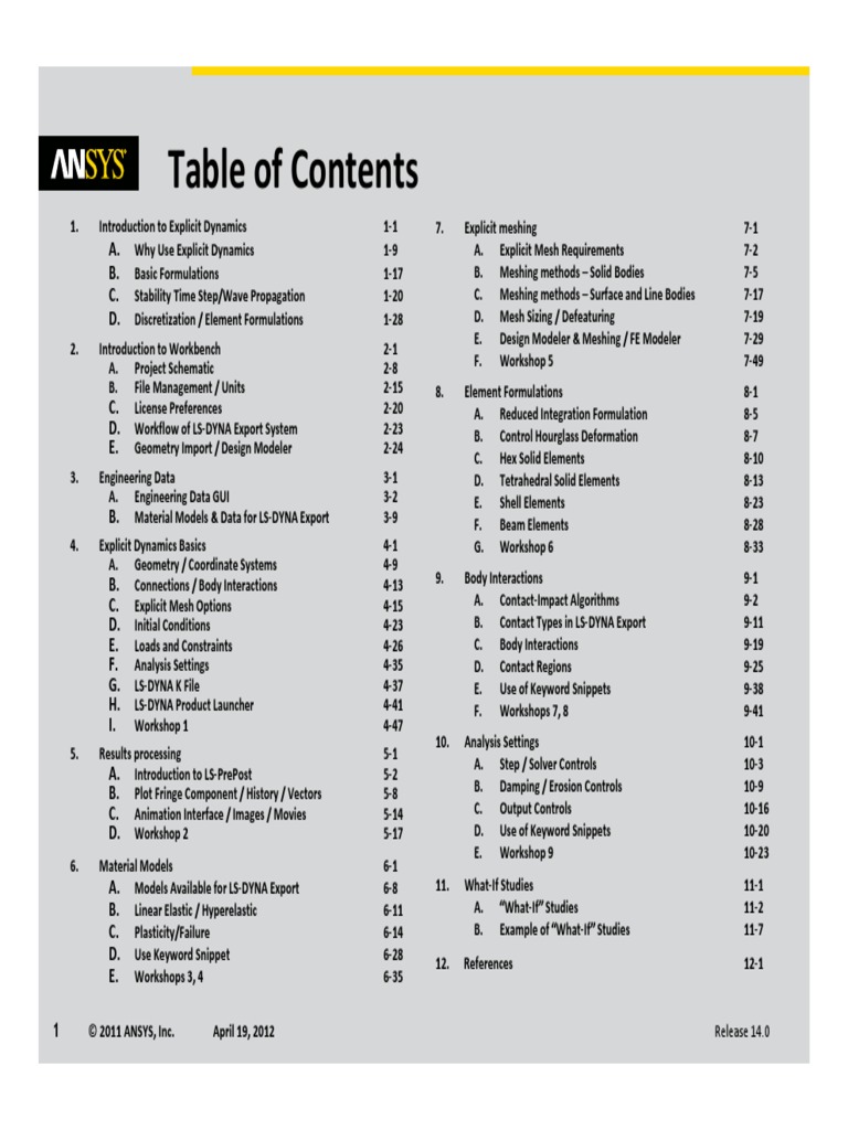 Ls Dyna Intro 14.0 Toc | PDF | C (Programming Language) | Elasticity ...