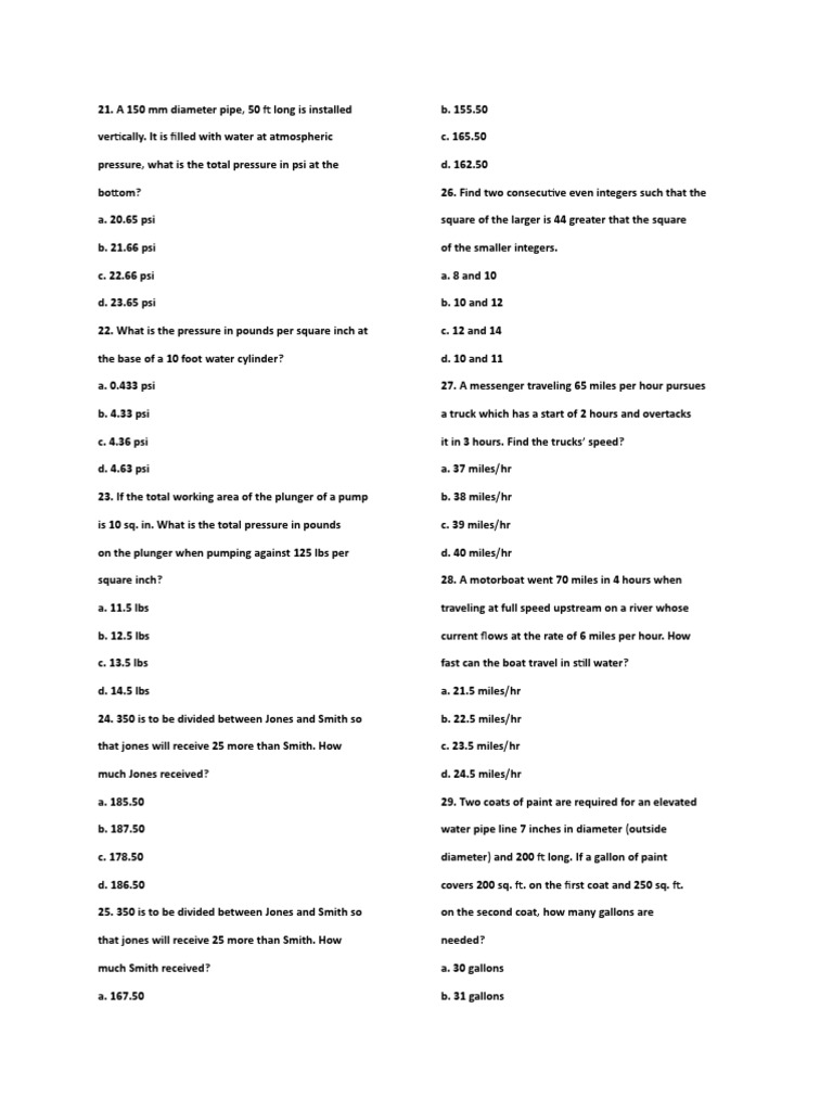 Plumbing Arithmetic 20-30 | PDF | Pounds Per Square Inch | Area