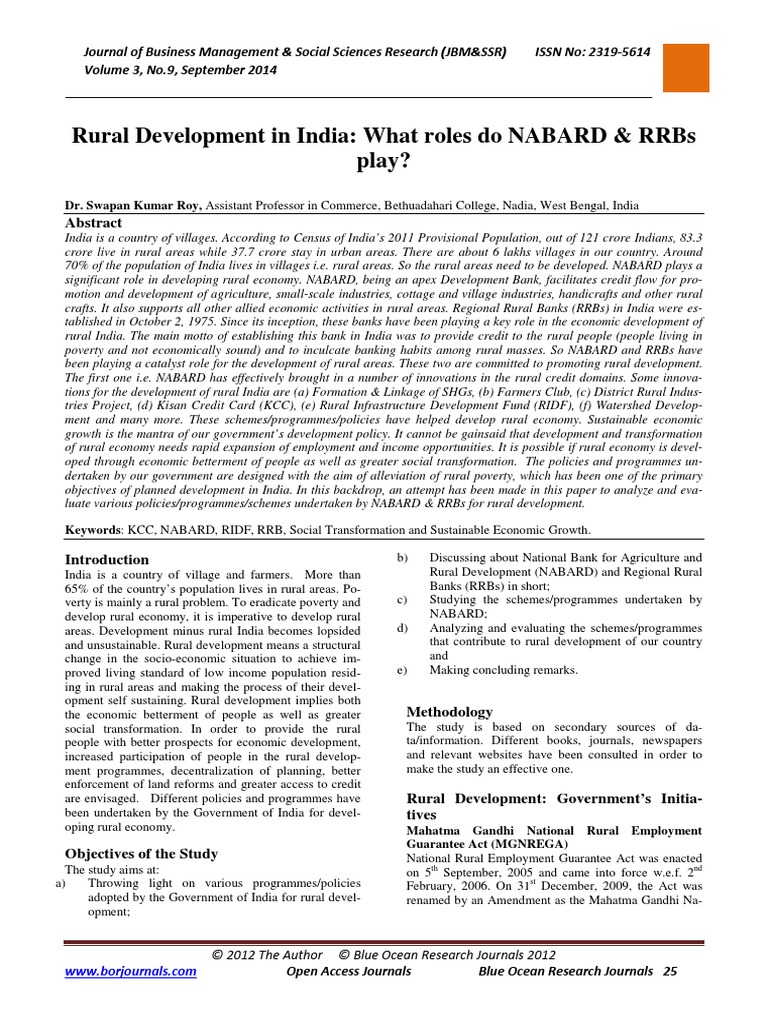 Role of Nabard in Rural Development | PDF | Agriculture | Economies