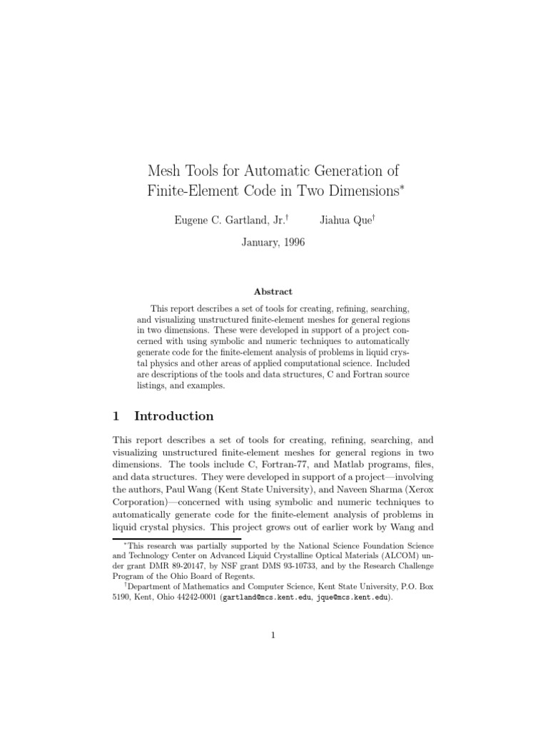 Mesh Tools For Automatic Generation of Finite-Element Code in Two Dimensions | PDF | Parameter ...