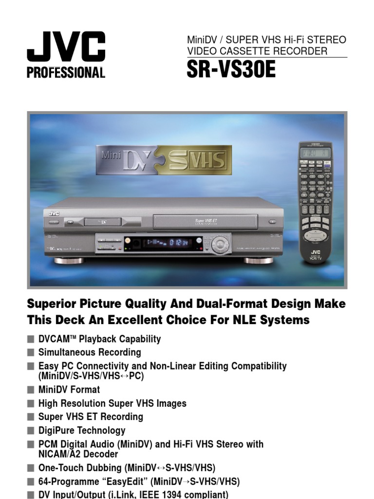 SR-VS30E: Superior Picture Quality and Dual-Format Design Make This Deck An Excellent Choice For ...